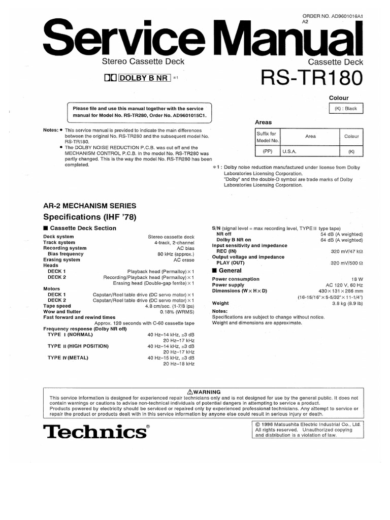 Technics rs-tr180 | PDF
