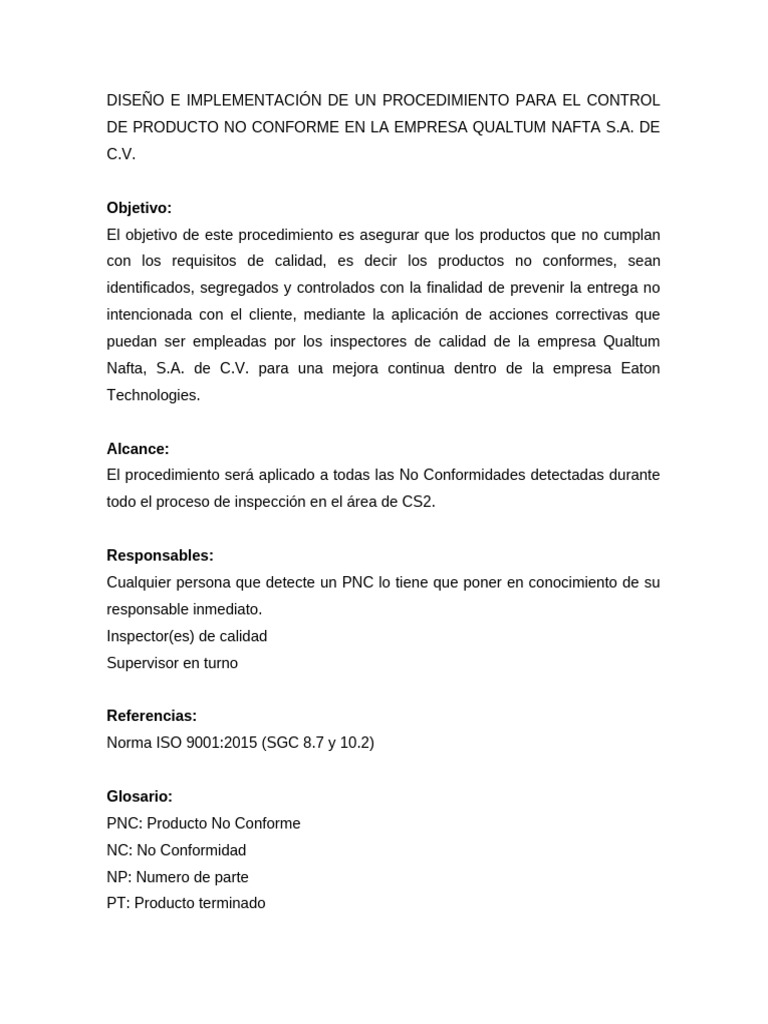Control de Producto No Conforme en Qualtum | PDF | Calidad (comercial ...