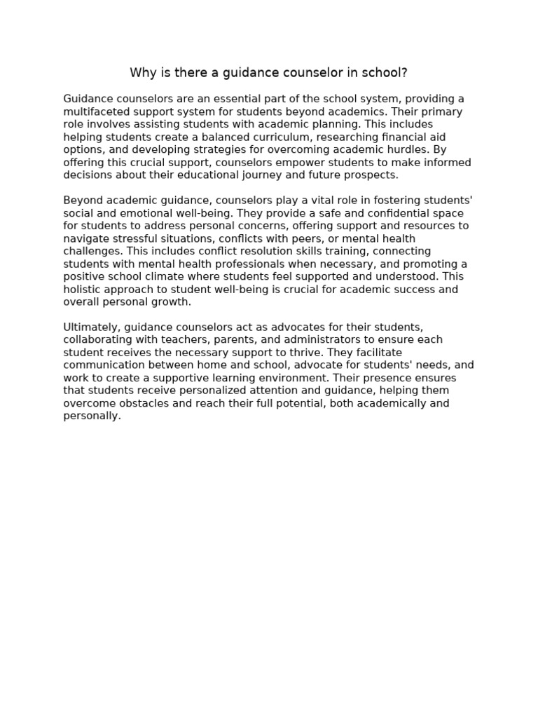 Role of Guidance Counselors in Schools | PDF