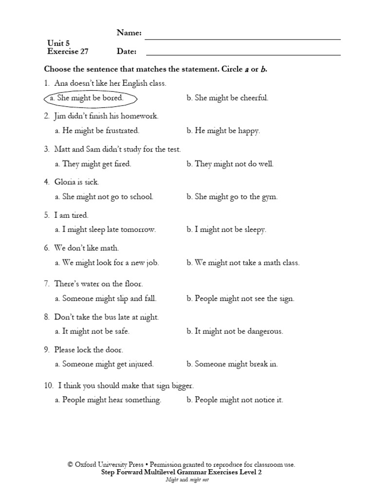 SF2e - MGE - 2 - Unit 5 Ex 27 Pre-Level | PDF
