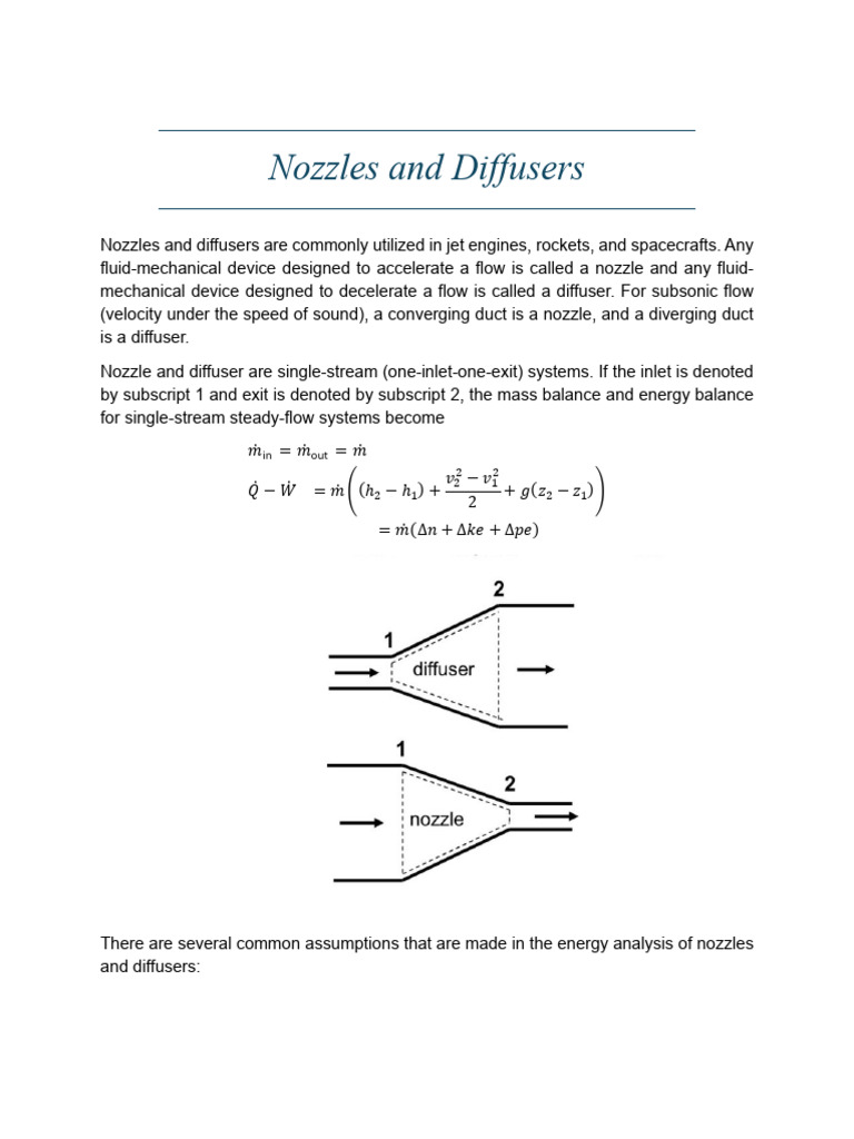 Nozzles and Diffusers | PDF | Nozzle | Continuum Mechanics