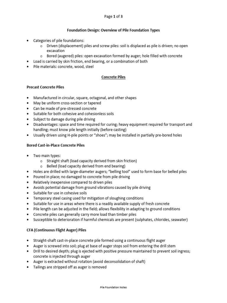 Pile Foundation Notes | PDF | Deep Foundation | Concrete