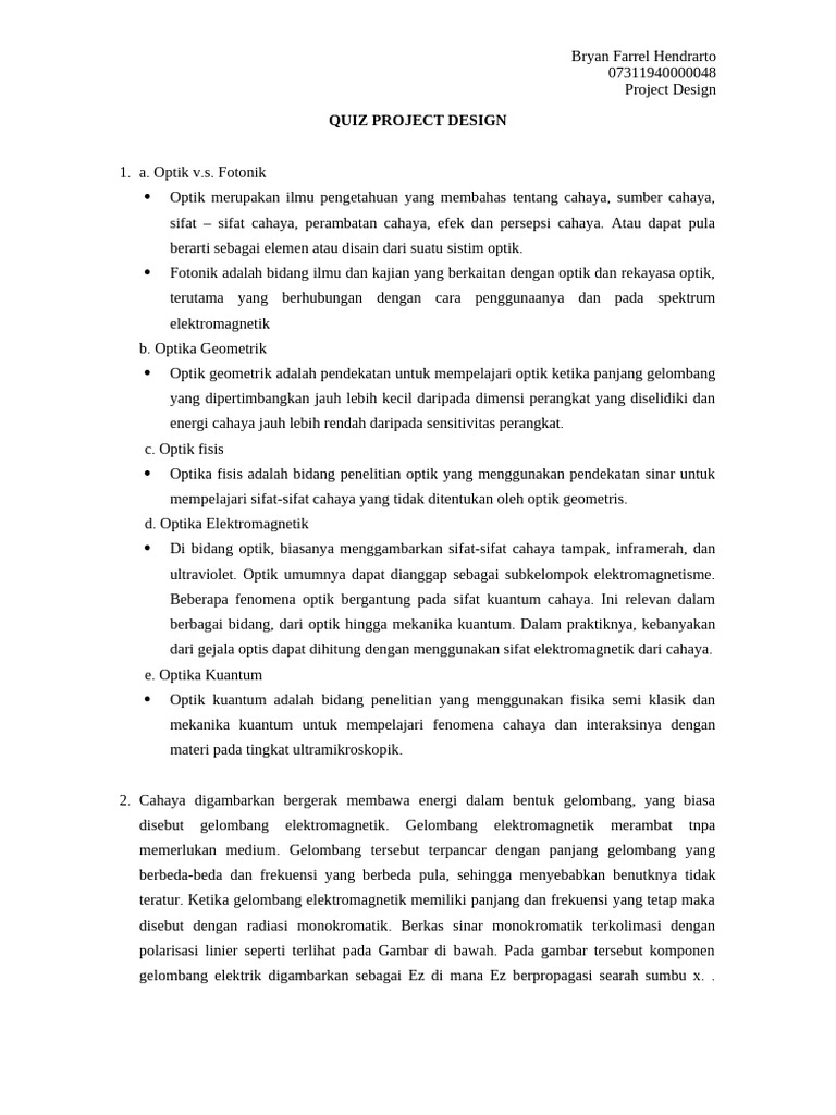 Quiz Project Design | PDF