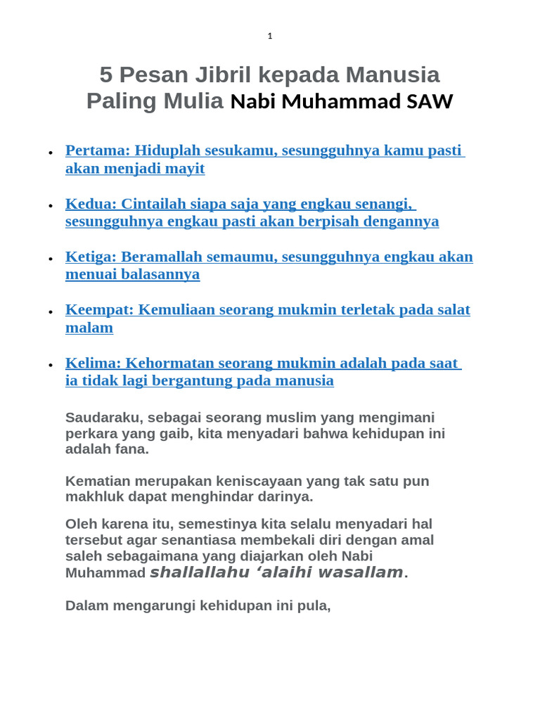 Pesan Jibril untuk Nabi Muhammad | PDF