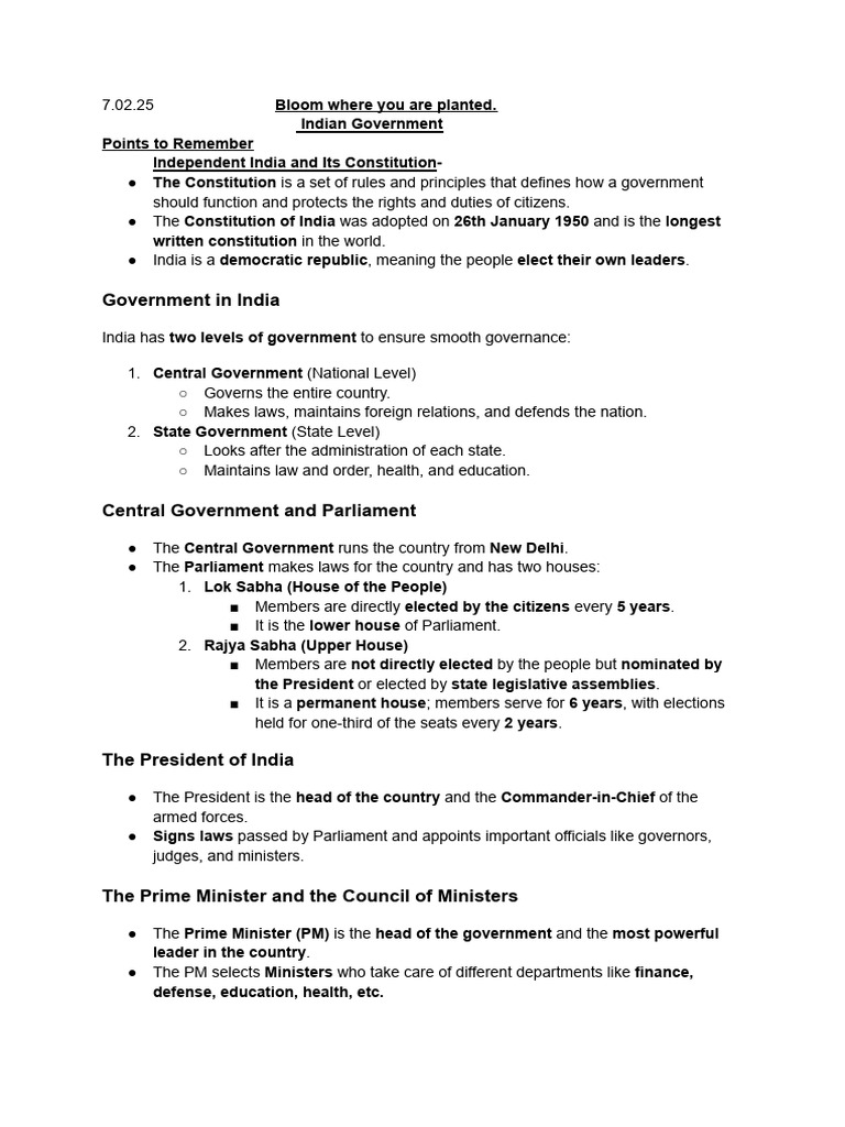 Indian Government Notes | PDF | Government Of India | Government