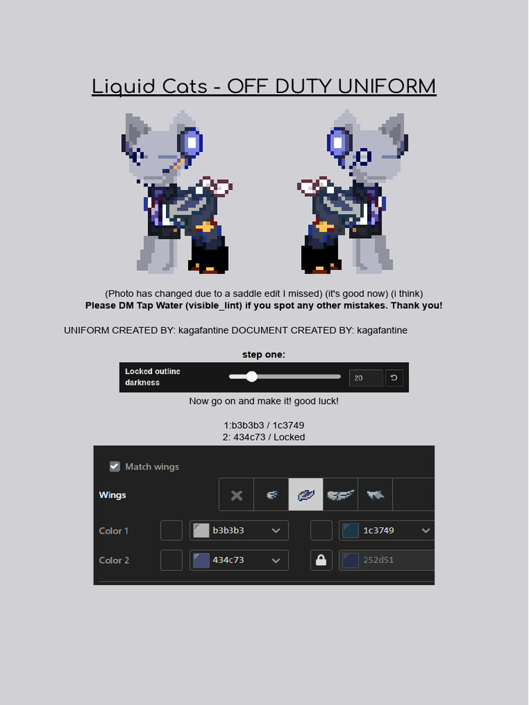 Liquid Cats Off Duty Uniform Guide | PDF