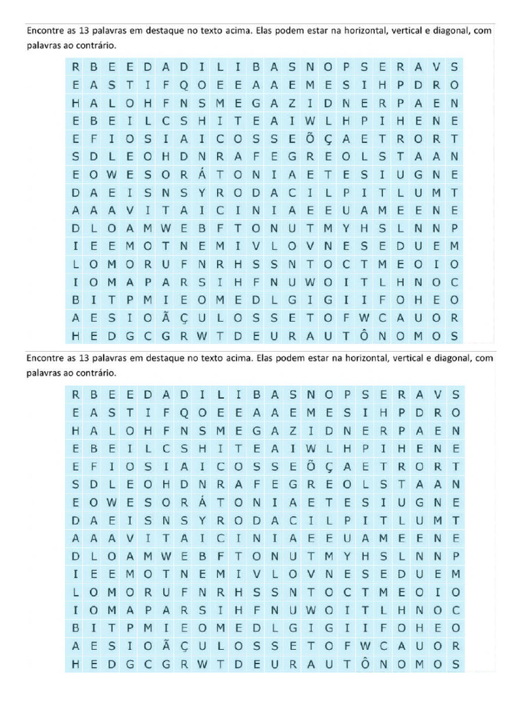 Cruzadinha do texto Jovem Autônomo | PDF
