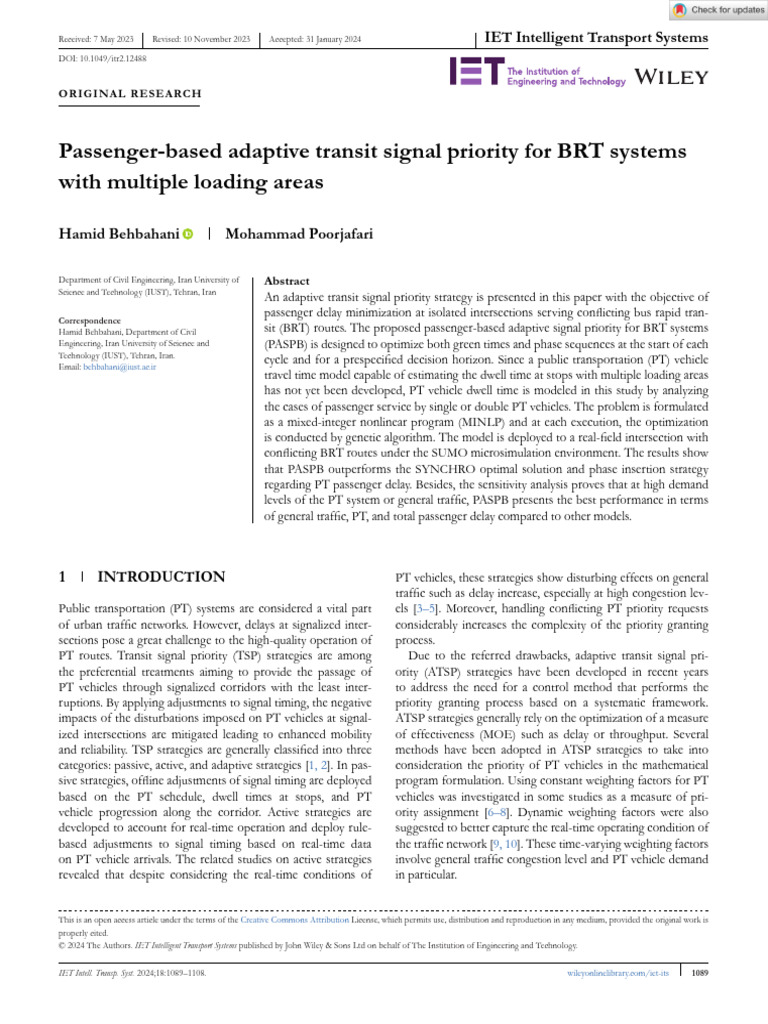 Adaptive Transit Signal Priority for BRT | PDF | Traffic | Transport