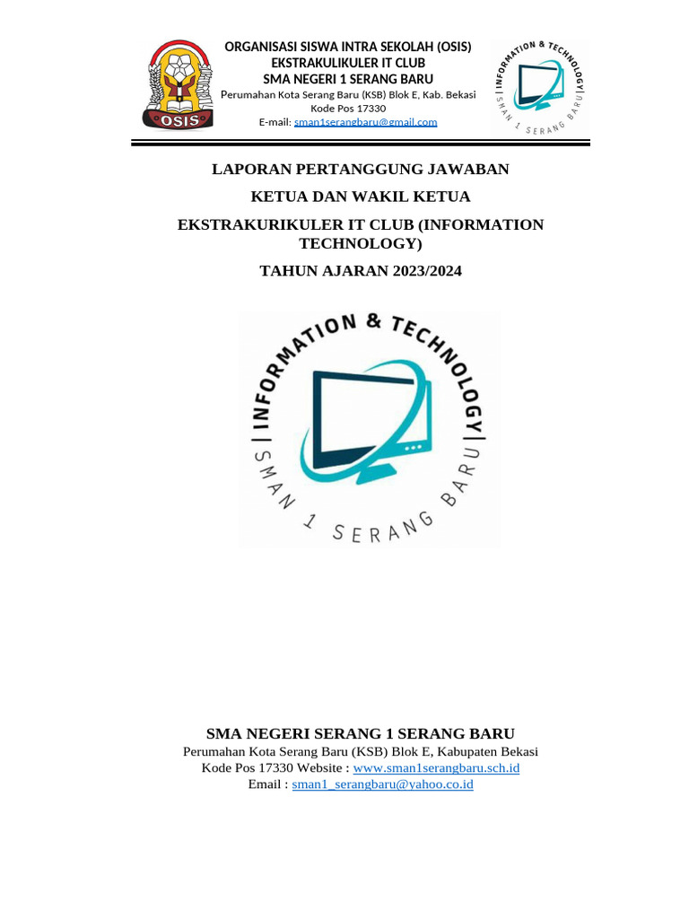 Laporan IT Club SMA 1 Serang 2024 | PDF