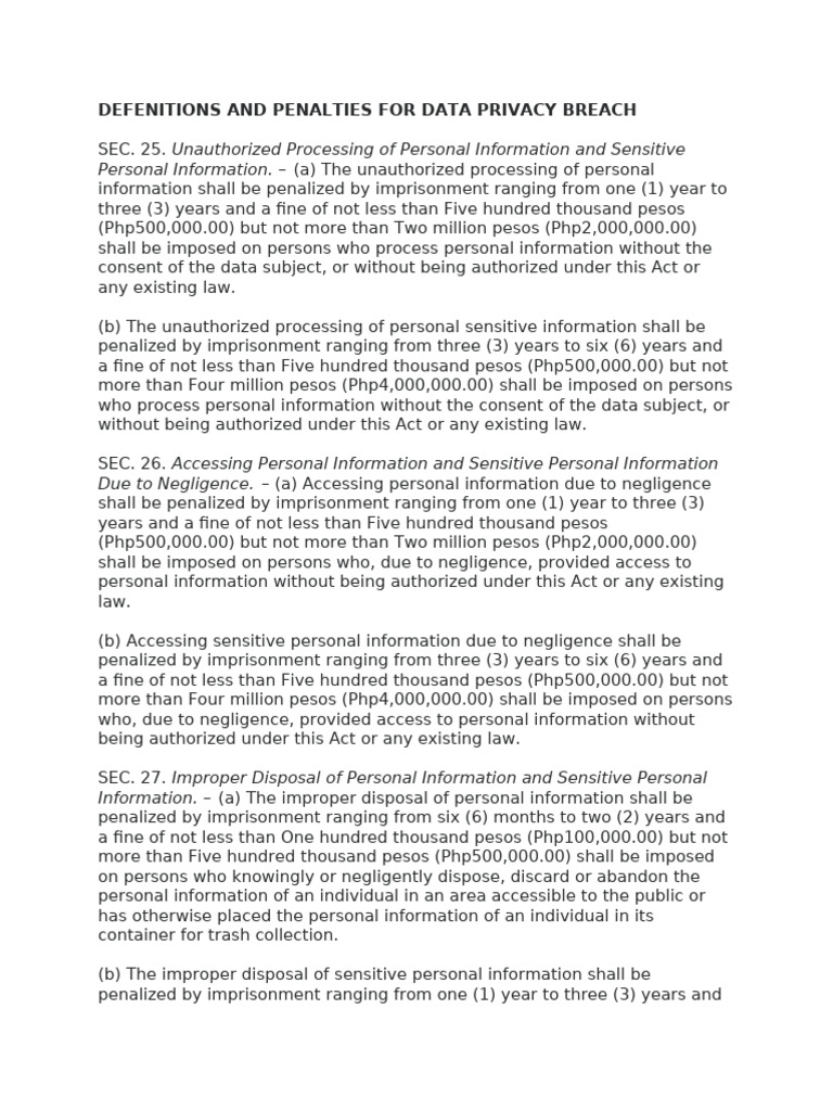 Penalties For Data Privacy Breach | PDF | Information Sensitivity | Information