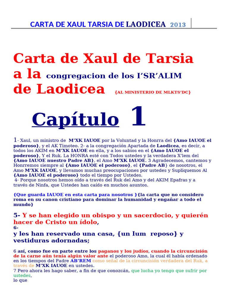 Carta a Laodicea-1[1] Conv-1 | PDF | Canon bíblico