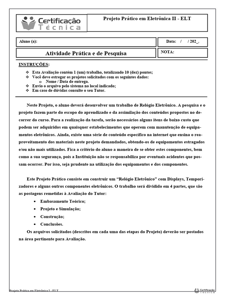 Atividade Prática - PPII - ELT - 2 | PDF | Circuito integrado | Rede elétrica