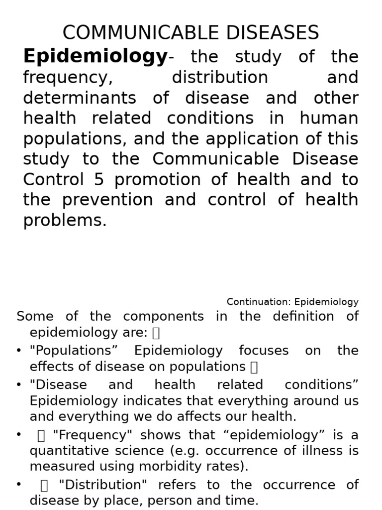 Understanding Communicable Diseases | PDF | Infection | Epidemiology