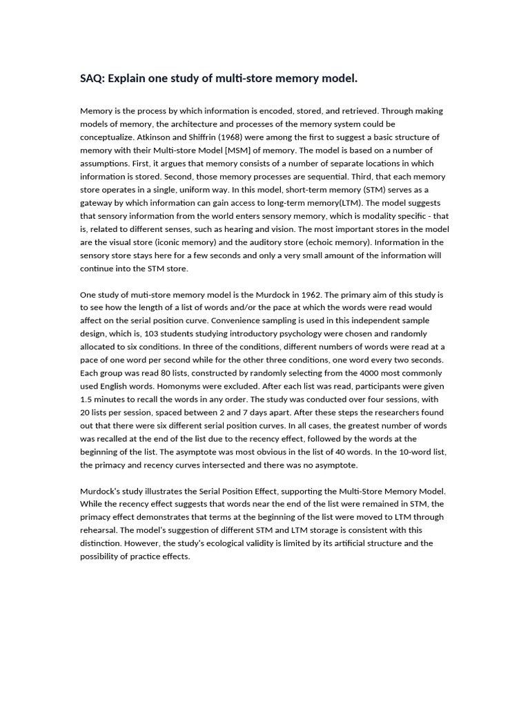 SAQ | PDF | Brain | Neuroscience