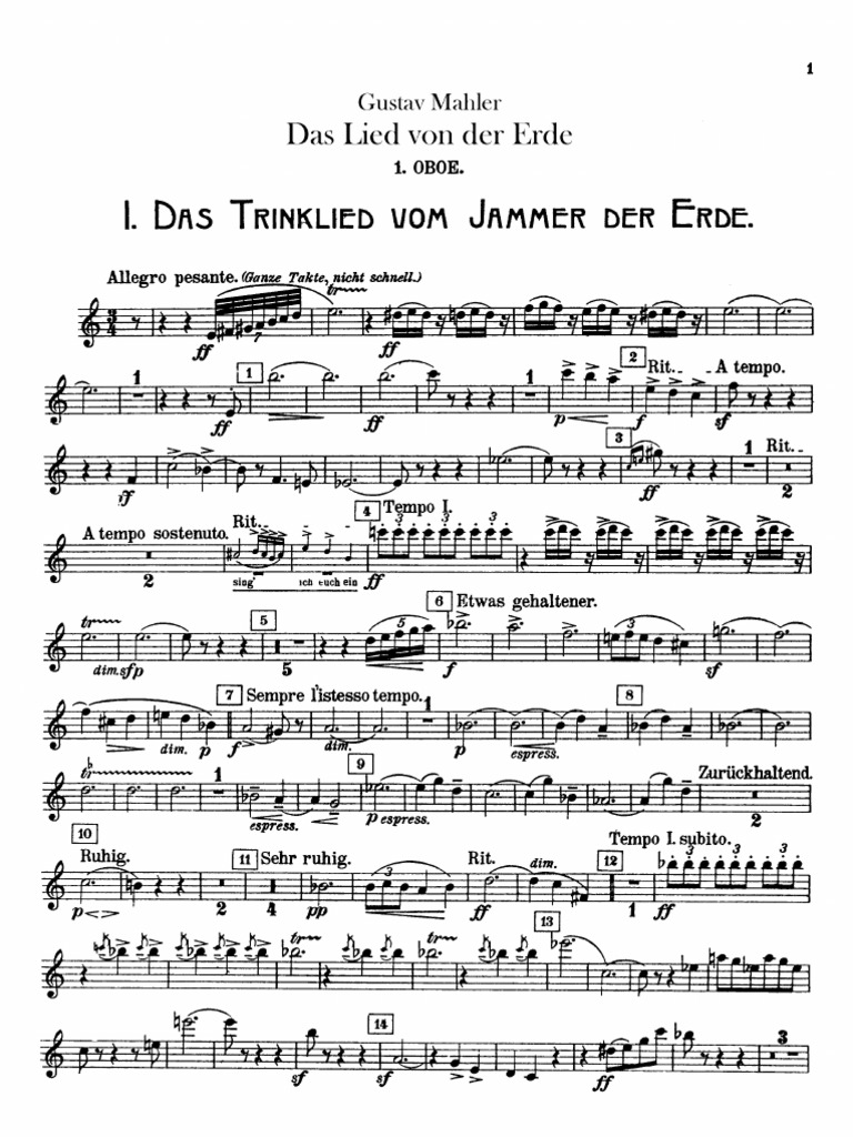 Mahler Das Lied Von Der Erde Oboes | PDF