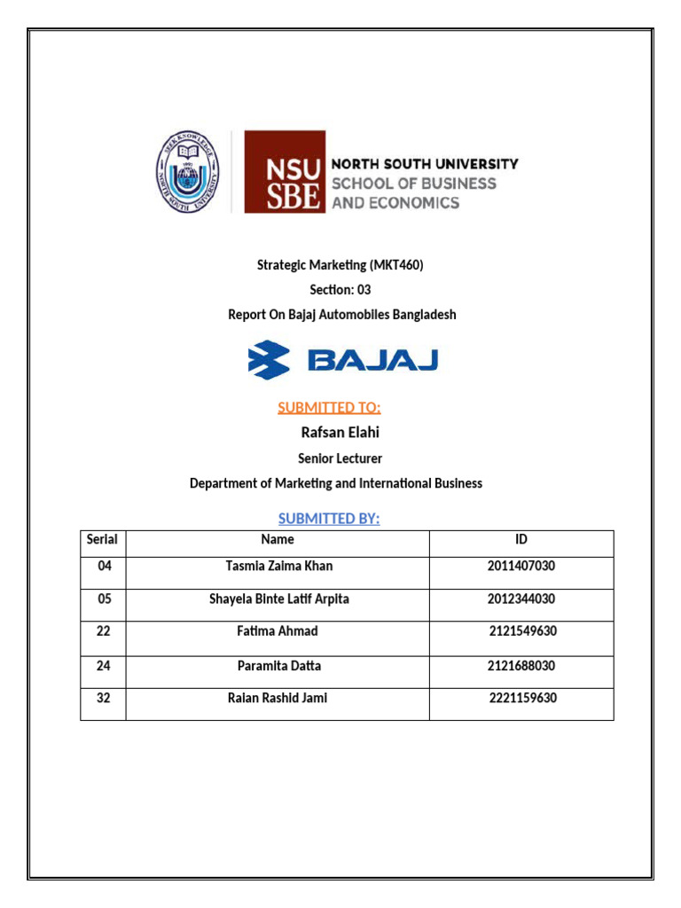 MKT460 Bajaj Final Report | PDF | Car Dealership | Pricing