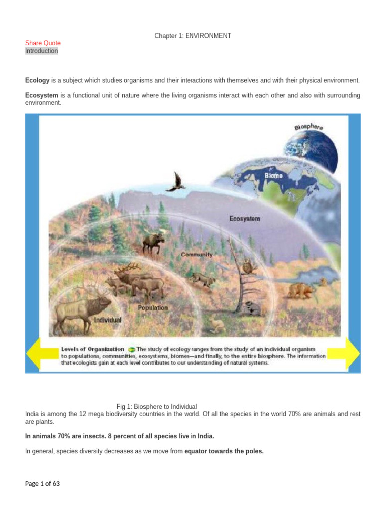 Ecology and Biodiversity Overview | PDF | Biodiversity | Ecosystem