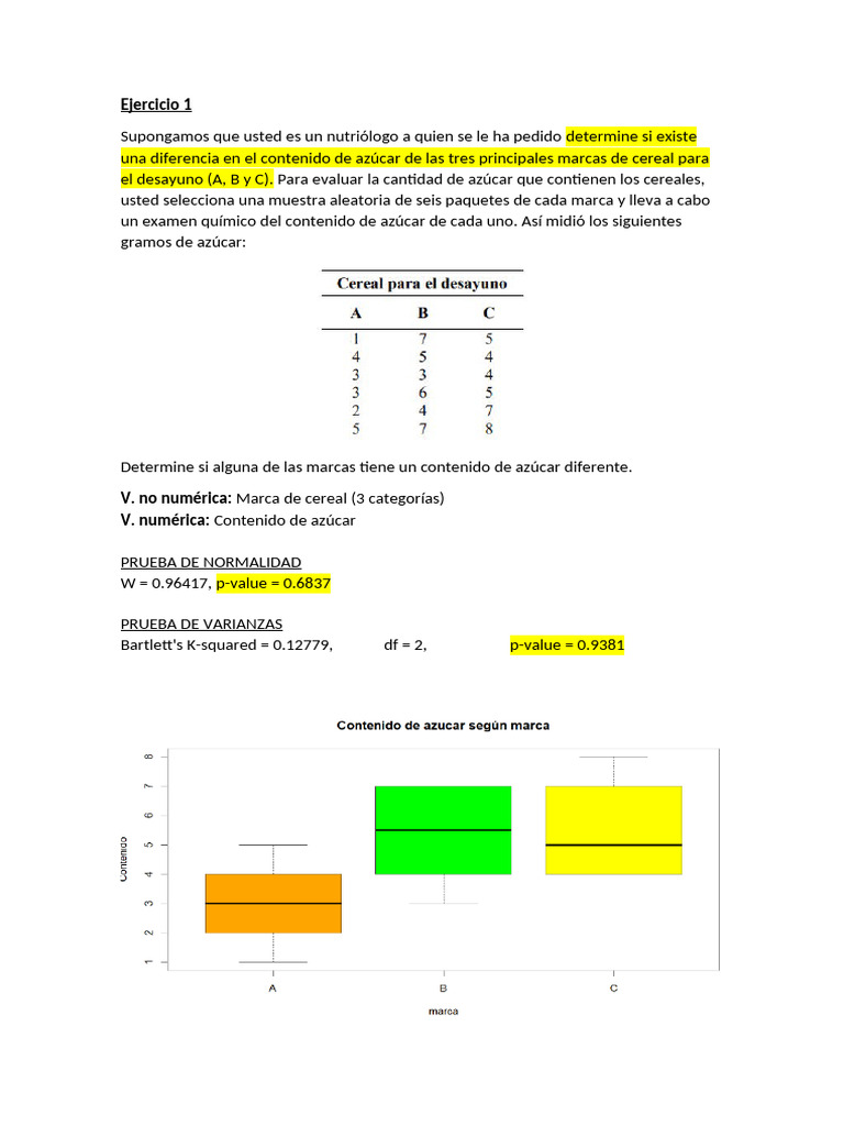 Ejercicio 1 ANOVA | PDF