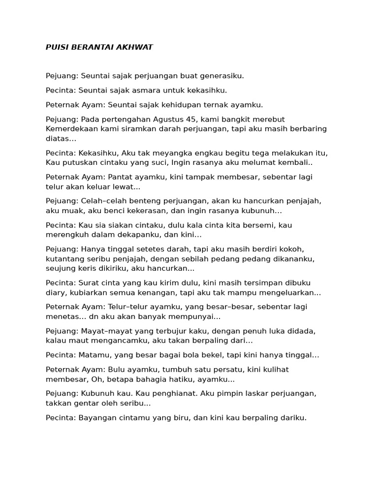 Puisi Berantai Untuk Santri Di Pesantren | PDF