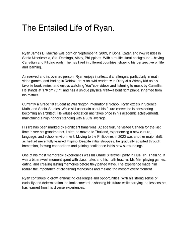 Ryan Biography. | PDF