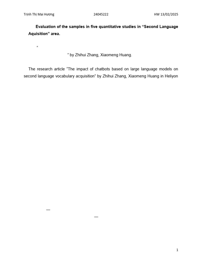 Review Article "Second Language Aquisition" | PDF | Second Language ...