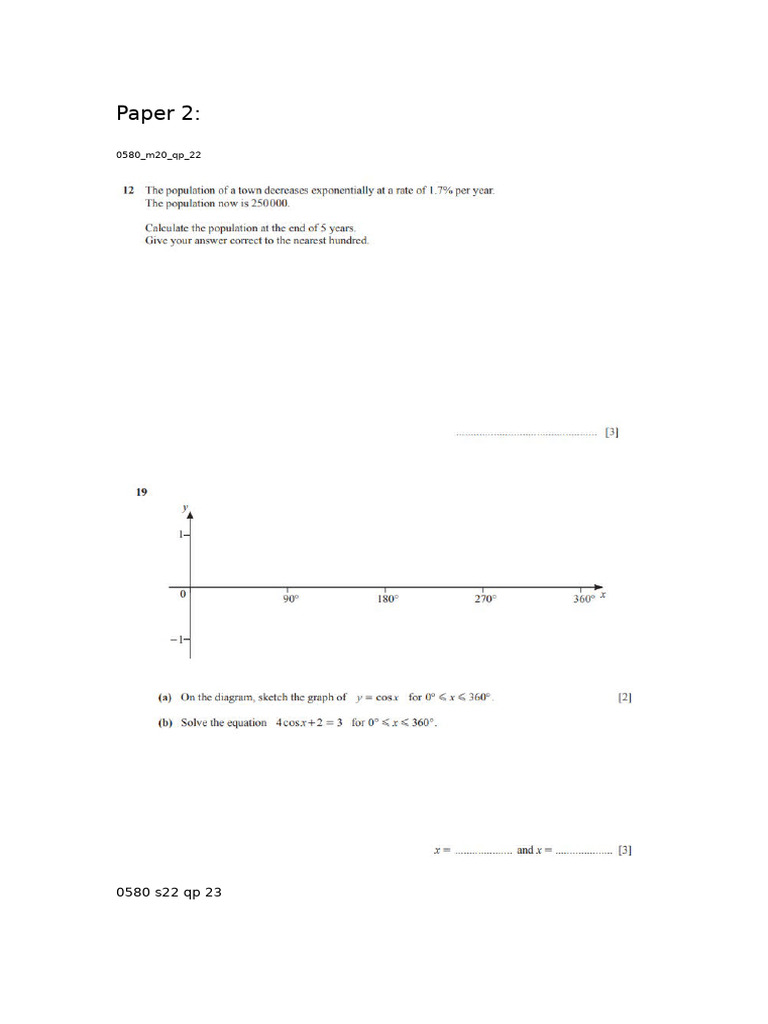 Math Exam Papers Compilation | PDF