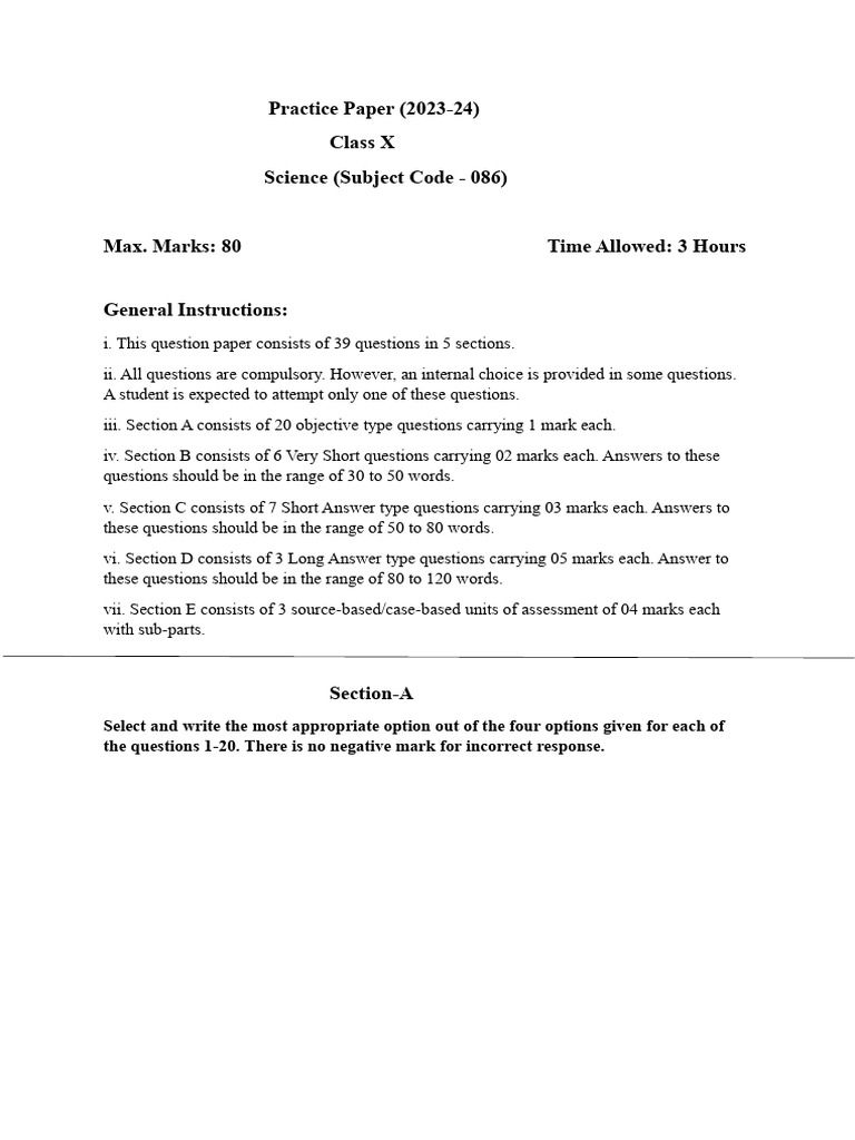 Q.P Preboard 2023 X Set 3 | PDF | Redox | Hydroxide