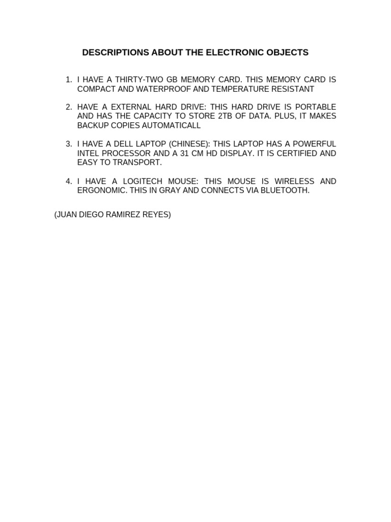 Electronic Devices Overview: Specs & Features | PDF