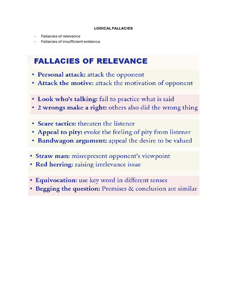 Questions - Logical Fallacies | PDF