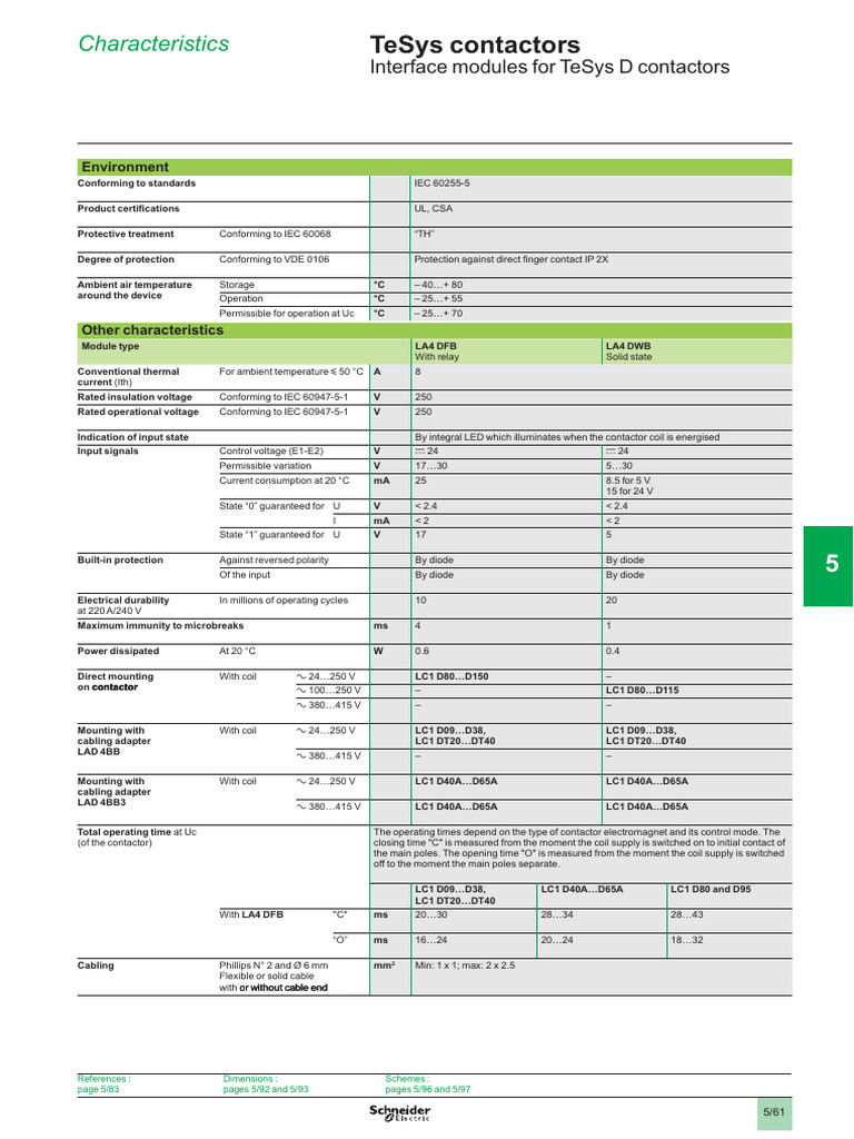 Schneider Contactor Catalogue - 62 | PDF