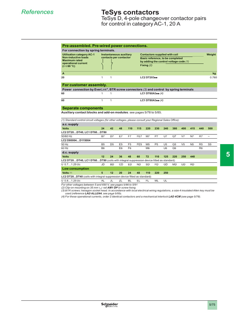 Schneider Contactor Catalogue - 76 | PDF | Electricity | Electrical ...