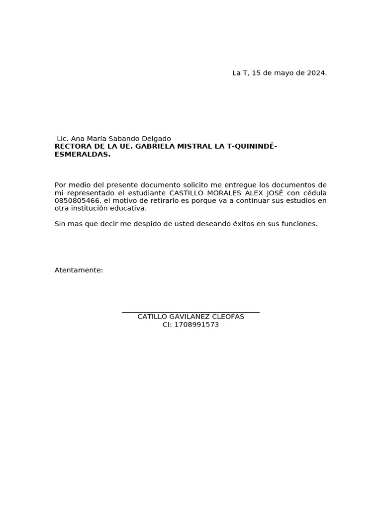 Solicitud de Retiro de Documentos | PDF