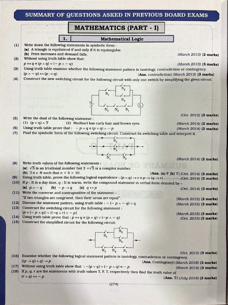 Maths Board Pyqs Till March 2024 | PDF
