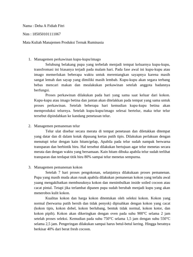 Manajemen Produksi Ulat Sutra | PDF