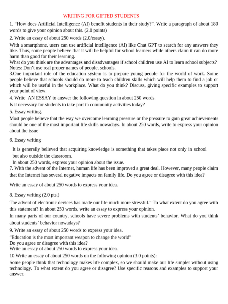 WRITING FOR GIFTED STUDENTS | PDF | Artificial Intelligence ...
