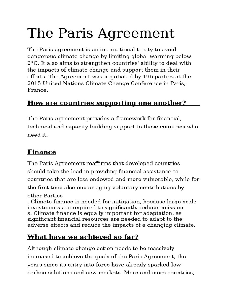 Paris agreement | PDF | Climate Change | Climate Change Mitigation