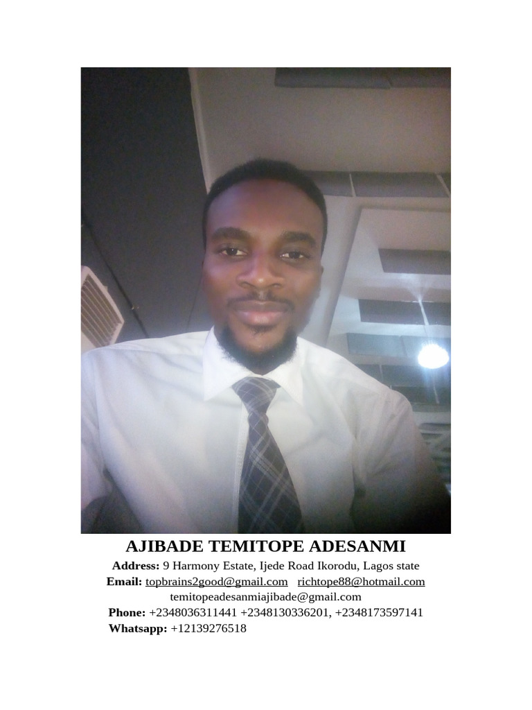 Temitope Adesanmi Ajibade Curriculum Vitae | PDF | Computer Network ...