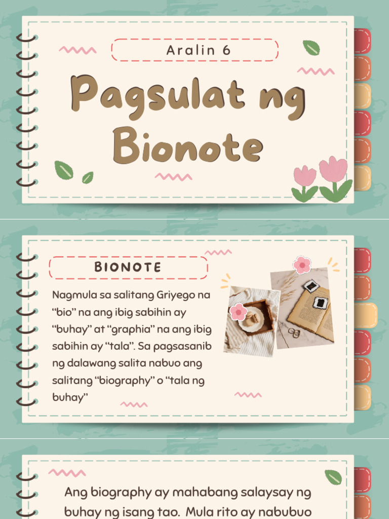 Pagsula. Pagsulat NG Bionote 01 | PDF