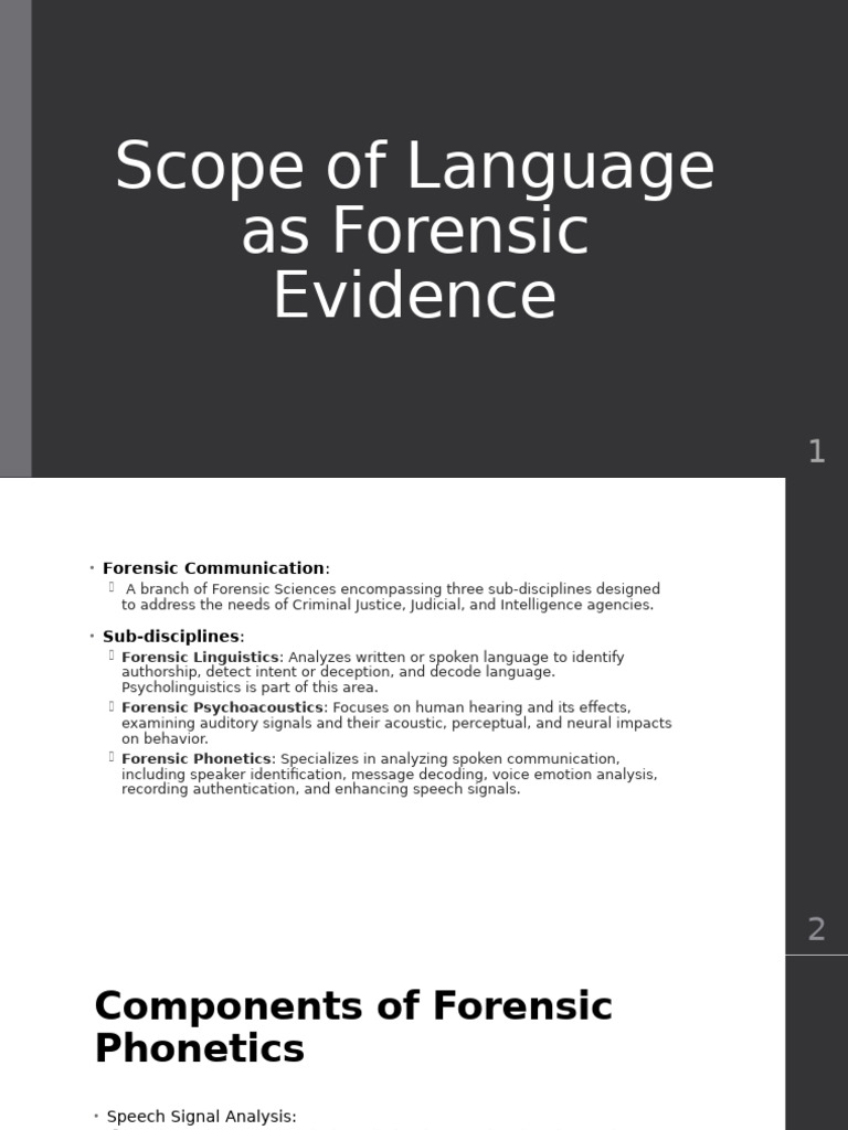 Forensic Linguistics and Speech Analysis | PDF | Human Communication ...
