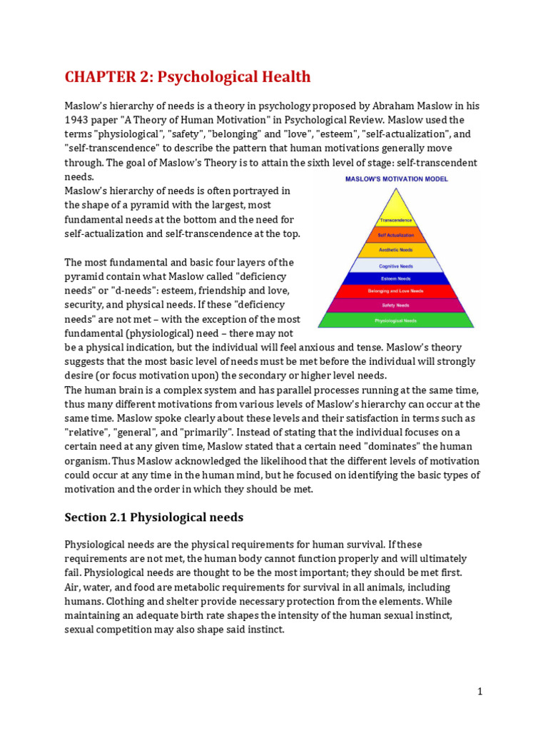Maslow's Hierarchy of Needs Explained | PDF | Major Depressive Disorder ...
