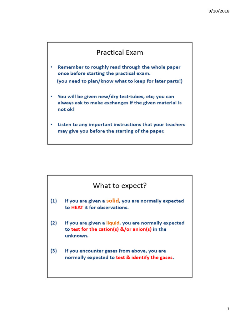 Chemistry Practical Notes and Tips | PDF | Ion | Ammonia