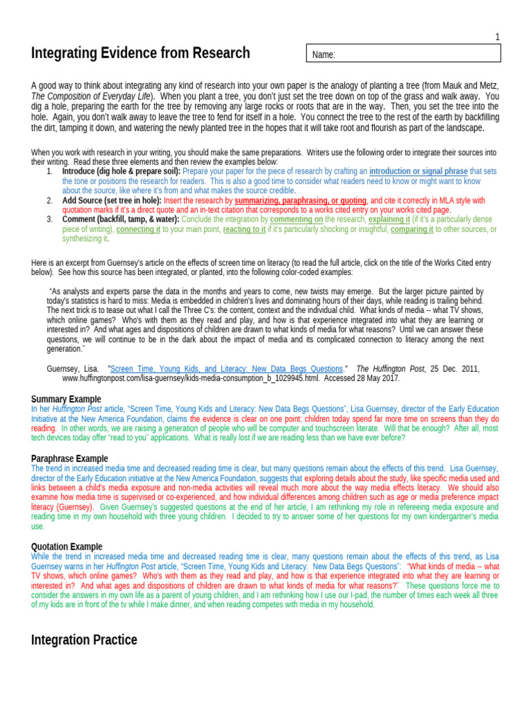 Integrating Evidence From Research | PDF | Literacy | Human Communication