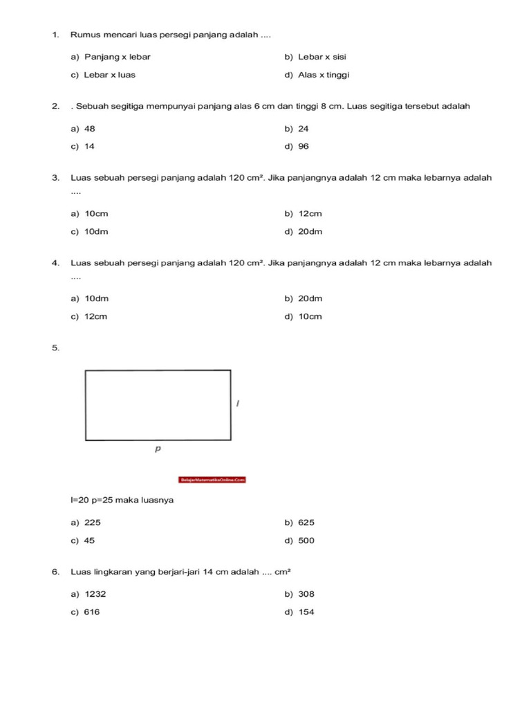 MTK Bangun Datar Luas | PDF