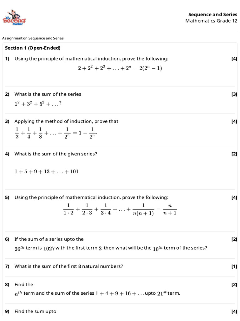 Sequence_and_Series__Question_Paper | PDF | Mathematical Concepts ...