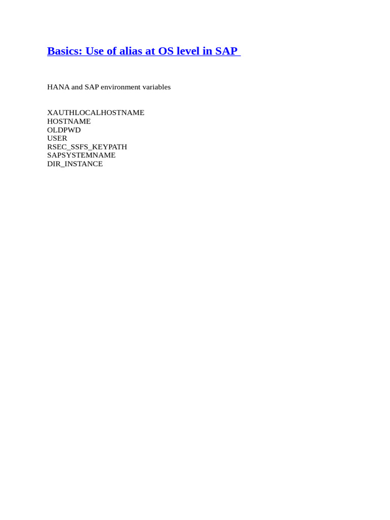 Basics SAP Aliases | PDF