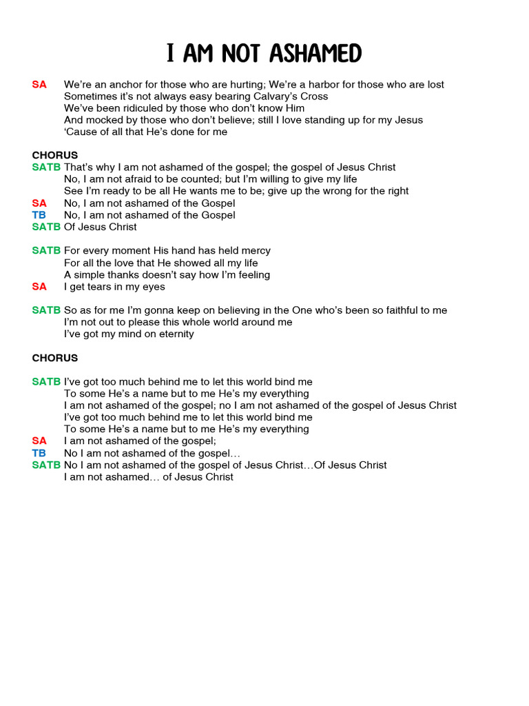 Not Ashamed of the Gospel | PDF