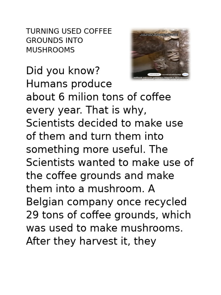 Turning Used Coffee Grounds Into Mushrooms | PDF