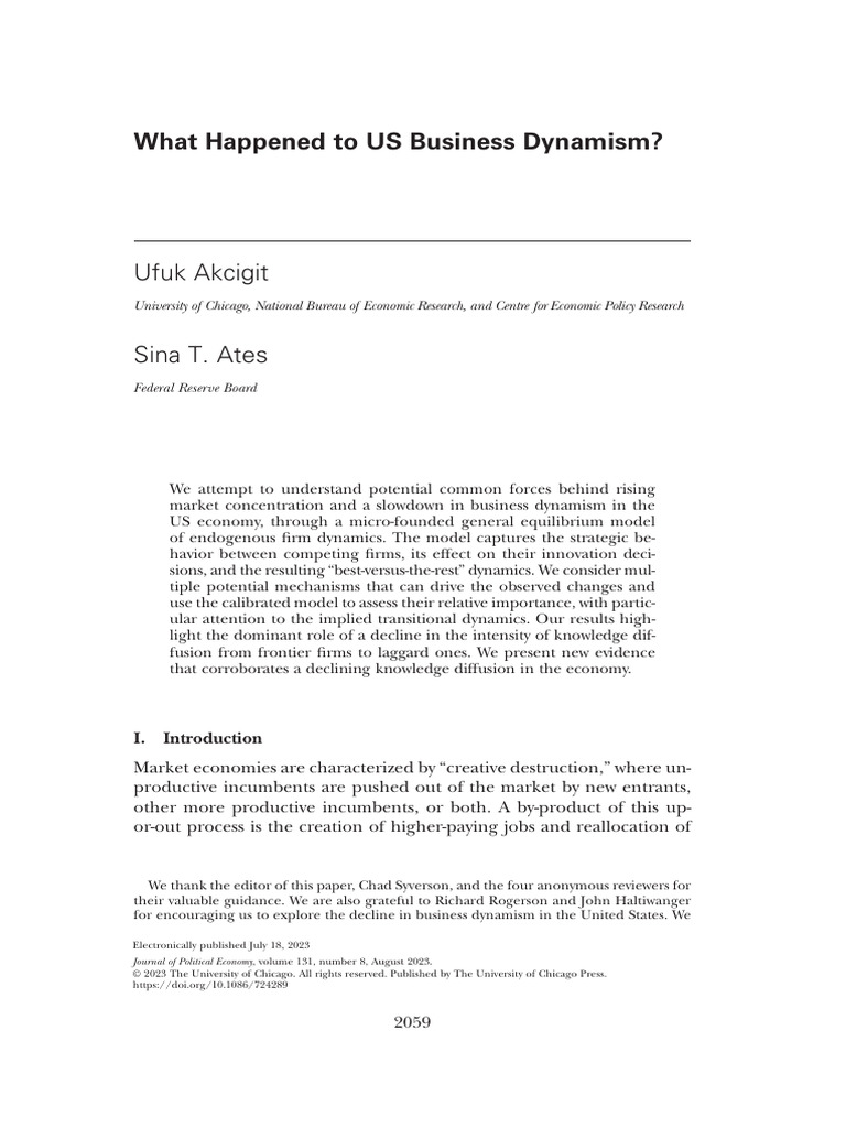 What Happened To US Business Dynamism? | PDF | Macroeconomics | Market ...