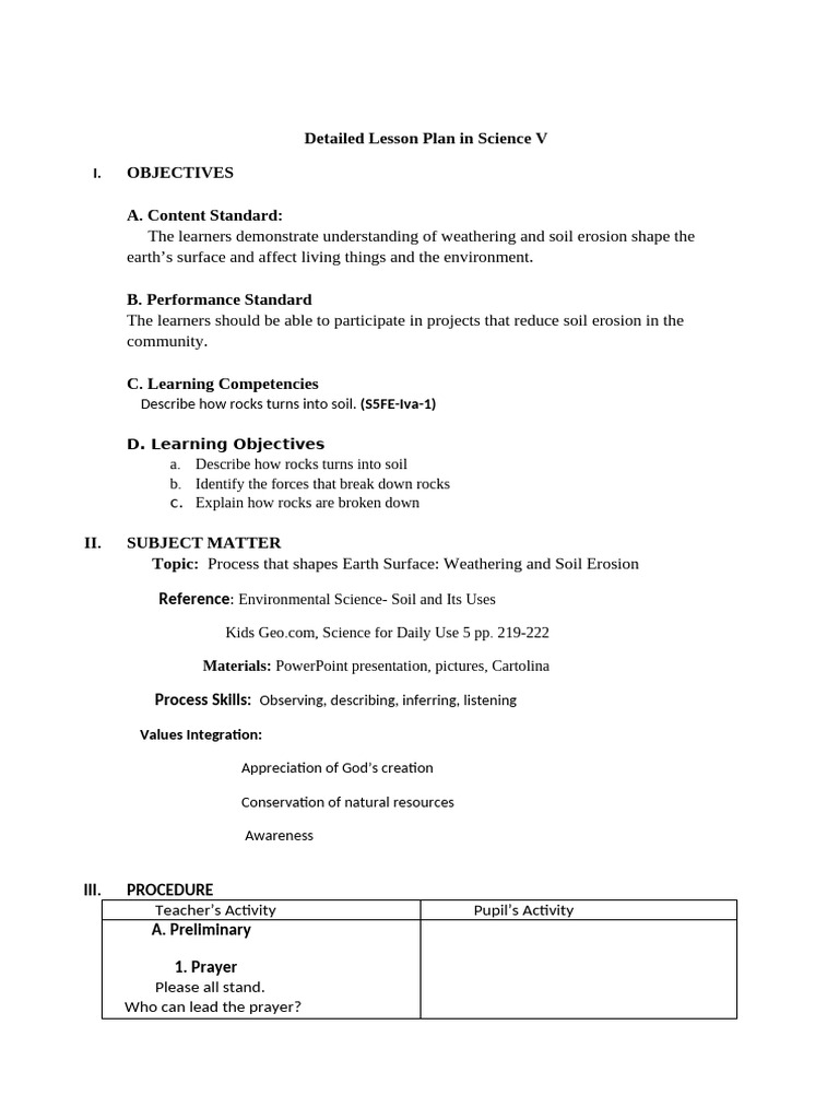 Rocks to Soil: Grade 5 Lesson Plan | PDF | Weathering | Rock (Geology)