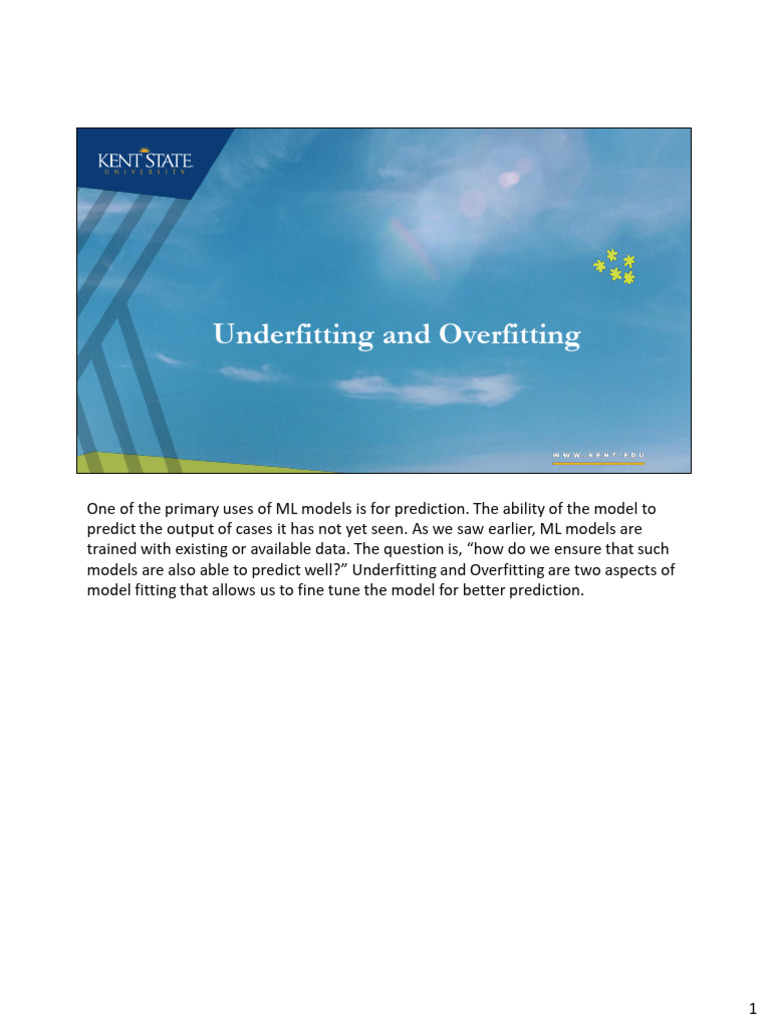 Underfitting and Overfitting Slides and Transcript | PDF | Machine Learning | Predictive Analytics